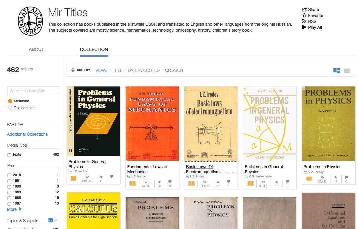 Mir Titles Collection at The Internet Archive | Mir Books
