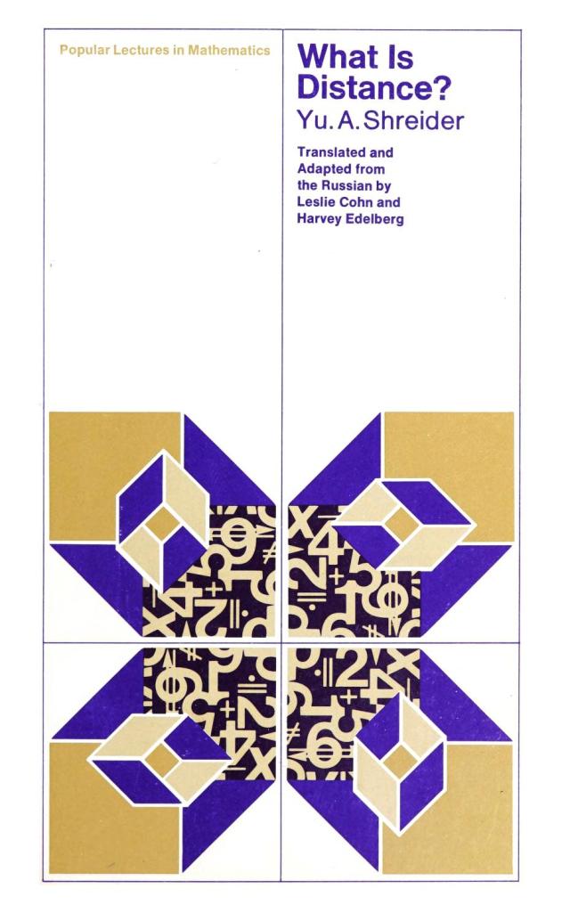 What is distance? (Popular Lectures in Mathematics) – Shreider | Mir Books