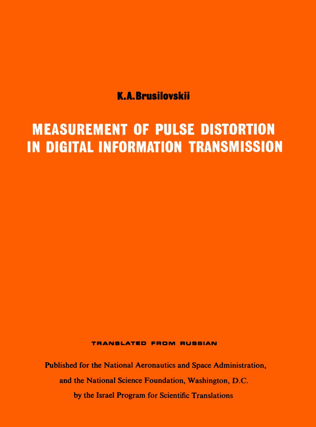 Measurement of Pulse Distortion in Digital Information Transmission ...